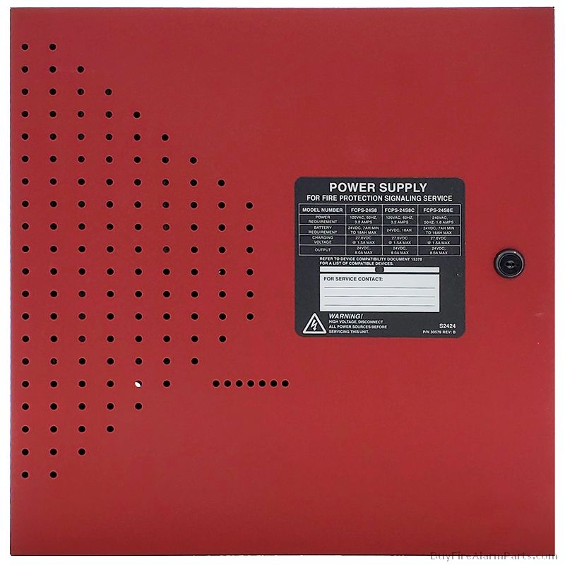 Notifier FCPS-24S8R Field Charging Power Supply in Red Cabinet