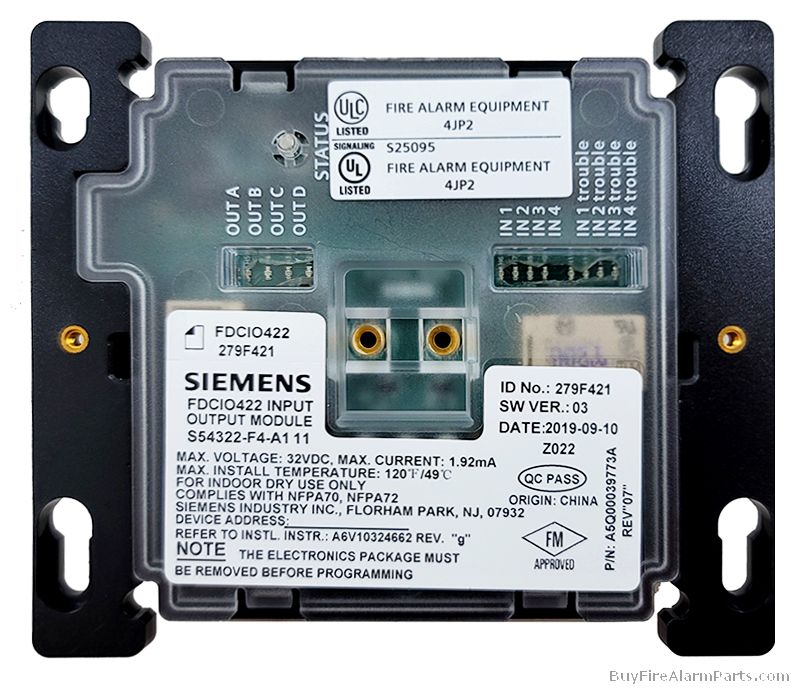 Siemens FDCIO422 Addressable Input / Output Module