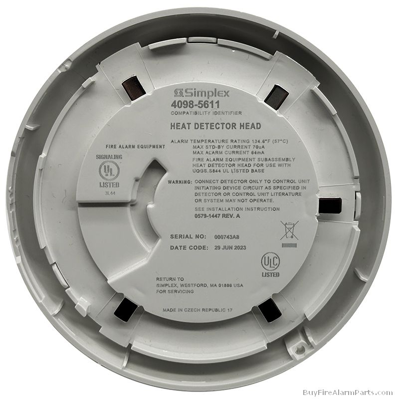 Simplex 4098-5611 Fixed Temp (135F) Heat Detector