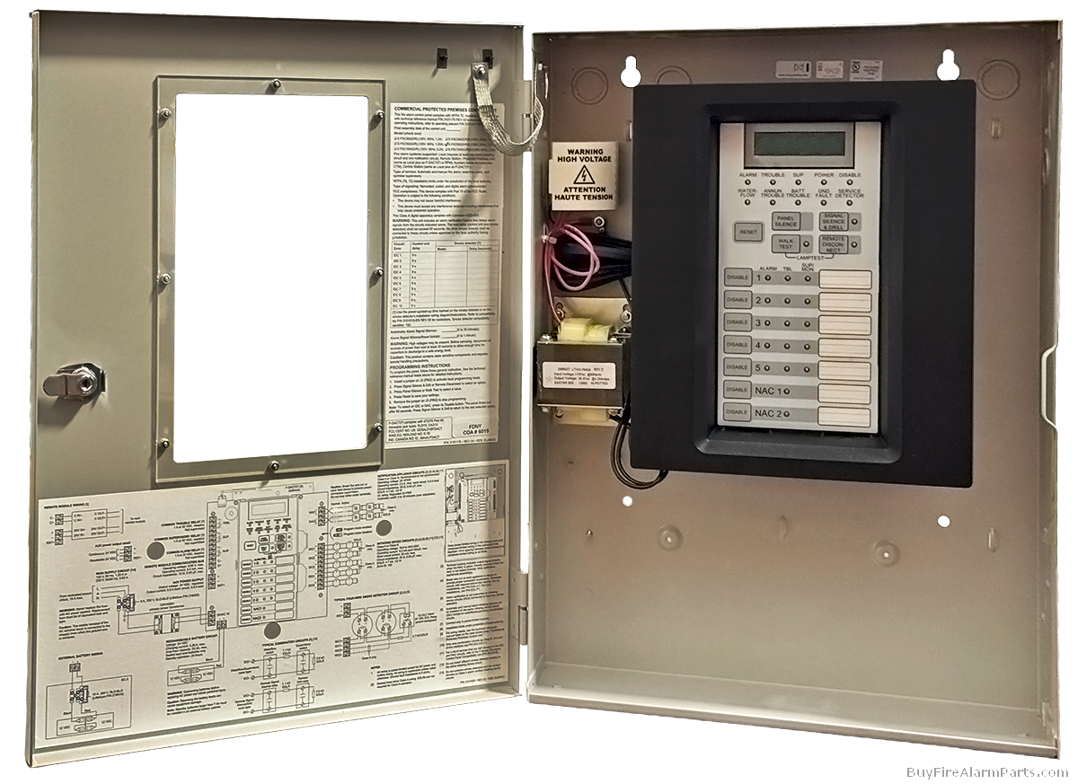 Edwards E-FSC502GD (5-Zone FACP w/ Communicator) in Gray Cabinet