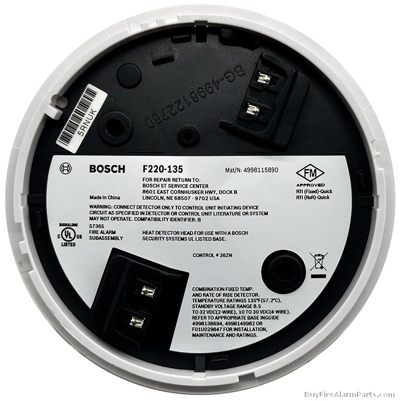 Bosch F220-135 Conventional Fixed Temp (135F) Heat Detector