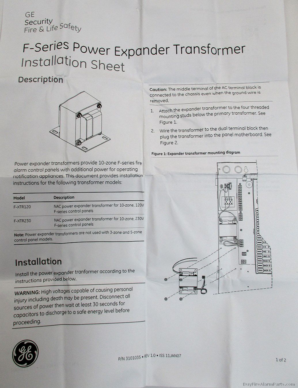 Edwards EST F-XTR120 F-Series Power Expander Transformer