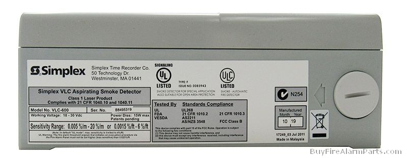 Simplex Vesda VLC-600 TrueAlarm LaserCompact Smoke Detector