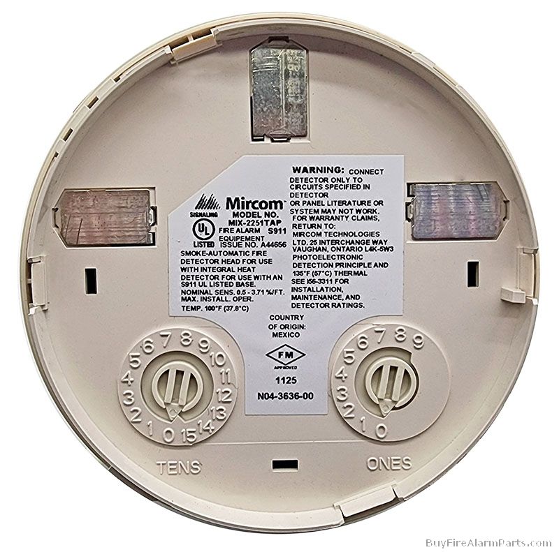 Mircom MIX-2251TAP Intelligent Photoelectric Smoke Sensor w/ Fixed Temp ...