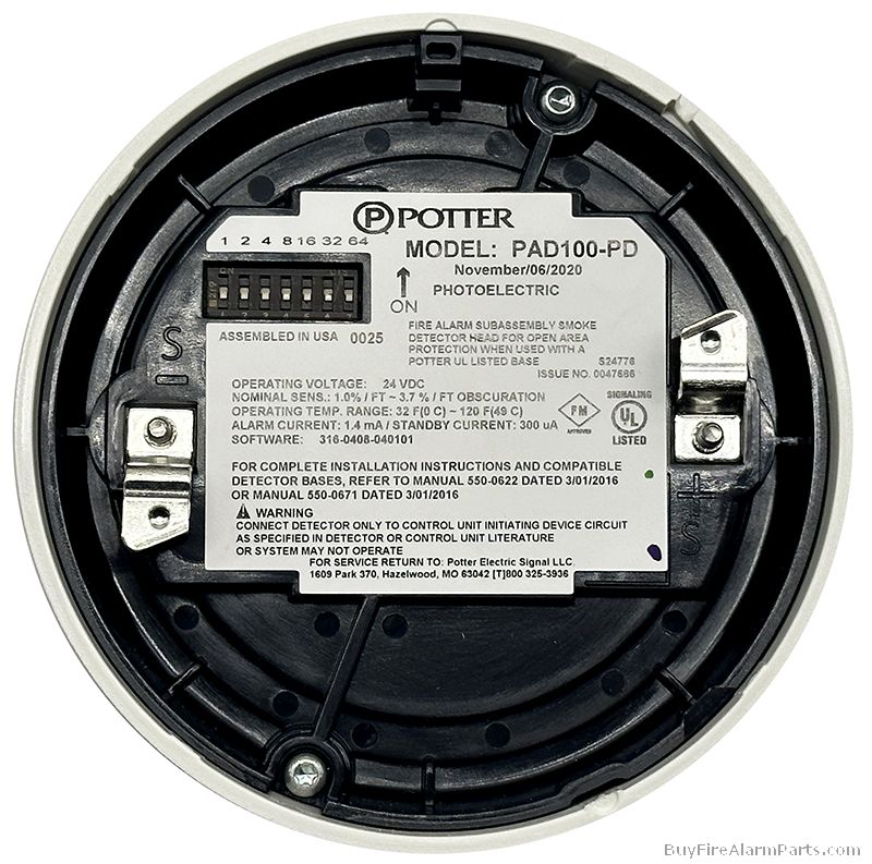 Potter PAD100-PD Photoelectric Smoke Sensor