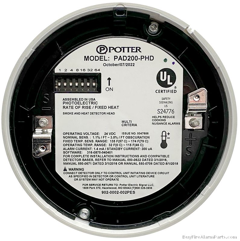 Potter PAD200-PHD Combination Smoke / Heat Detector