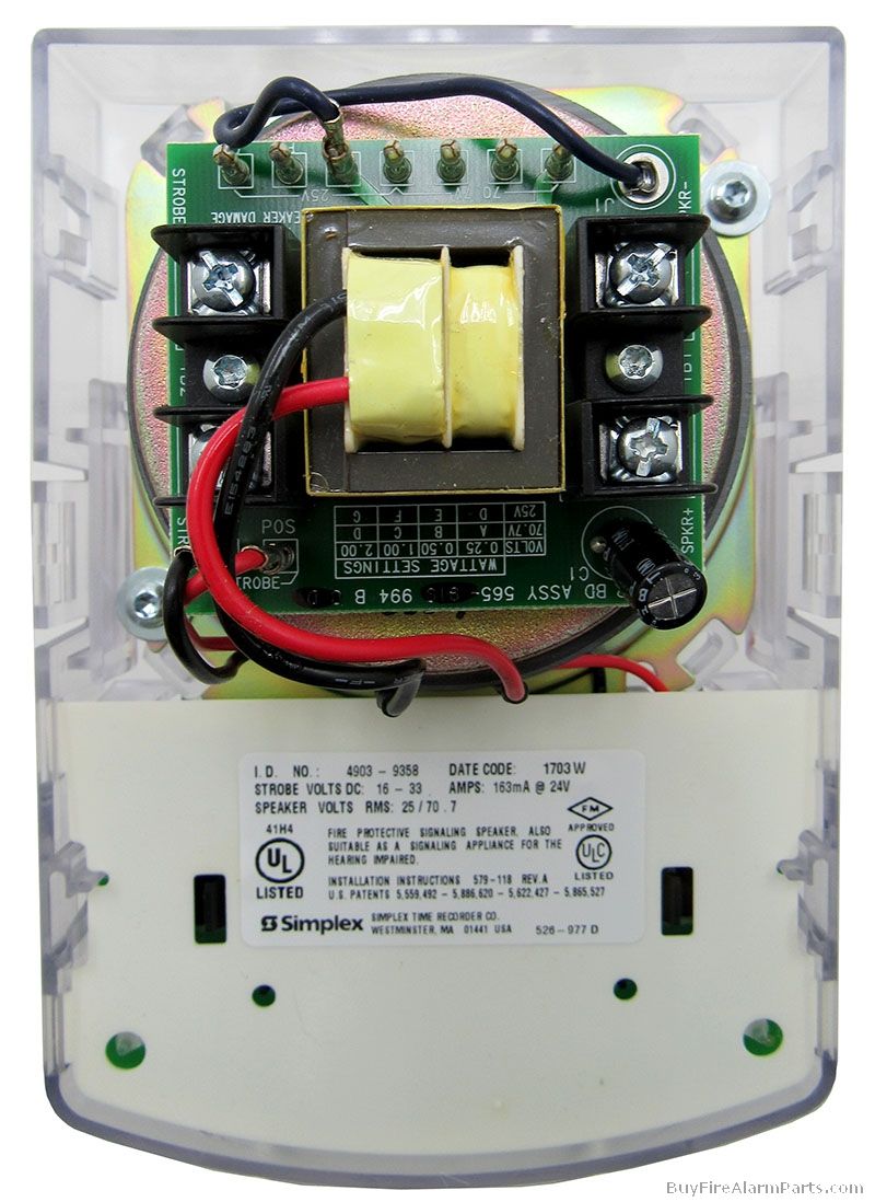 Simplex 4903-9358 Wall Mount Speaker Strobe