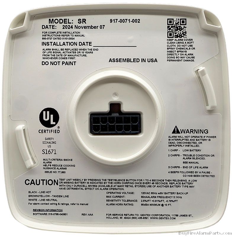 Gentex SR Photoelectric Smoke Detector w/ Relay